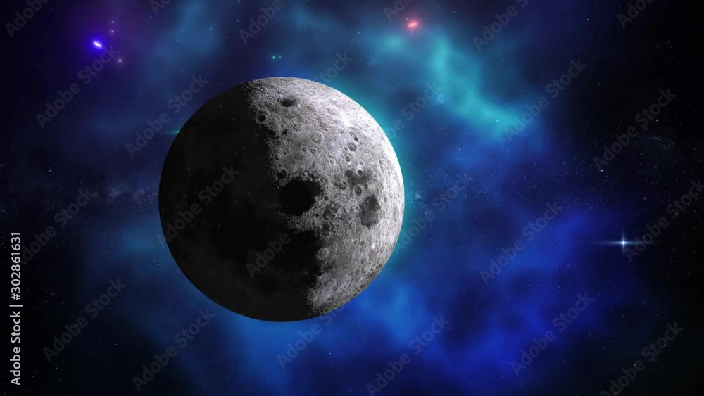Vidéo Stock Moon rotates around its axis and approaching away in the ...