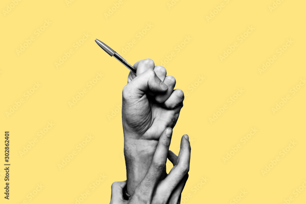 Concept of freedom of speech and information, stop censorship. Hand ...