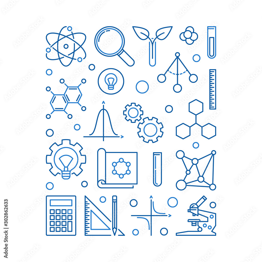 Vector STEM - Science, Technology, Engineering and Math concept blue ...