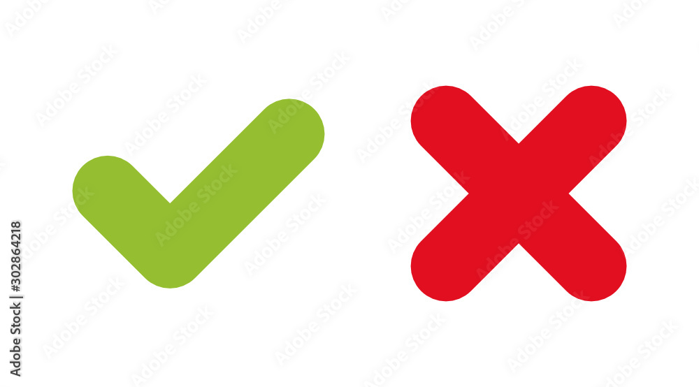 Check green mark and Red Wrong icon Stock Vector | Adobe Stock