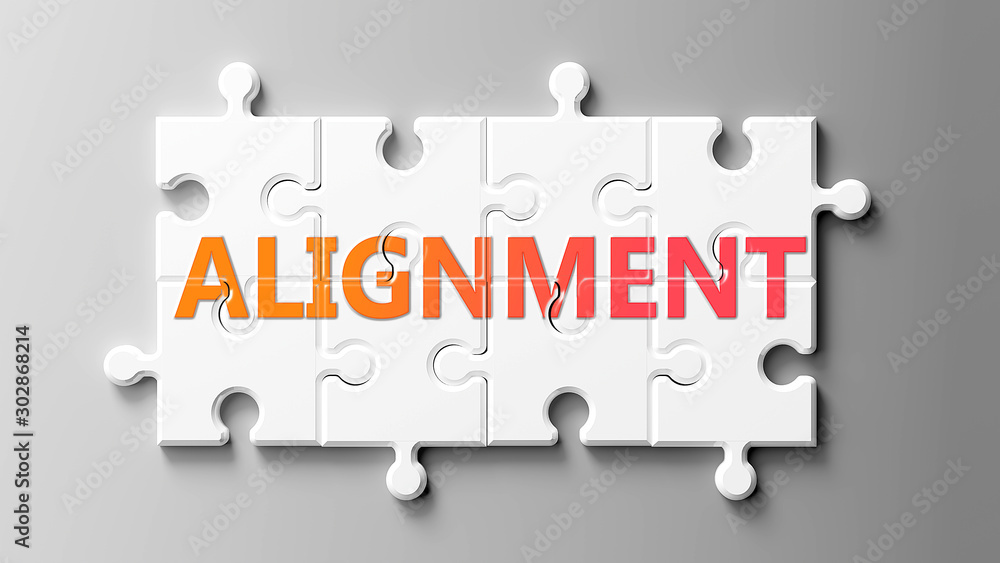 Alignment complex like a puzzle - pictured as word Alignment on a ...