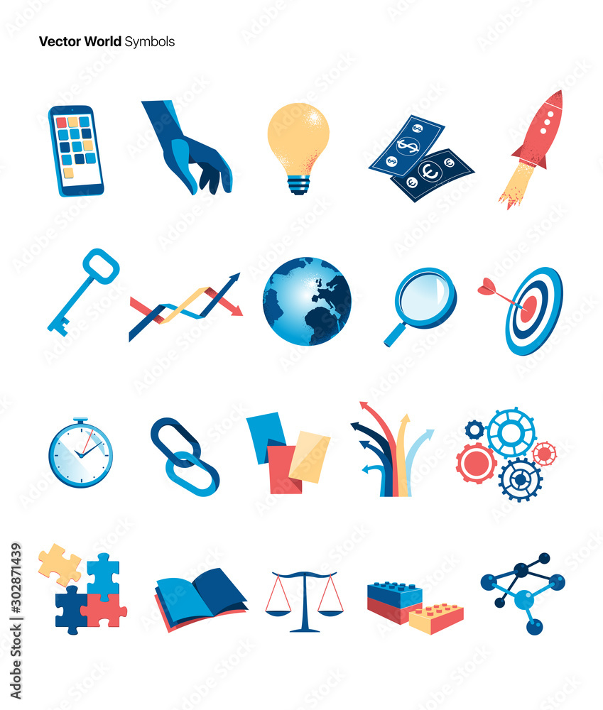 Vector everyday business symbols isolated on white background Stock ...