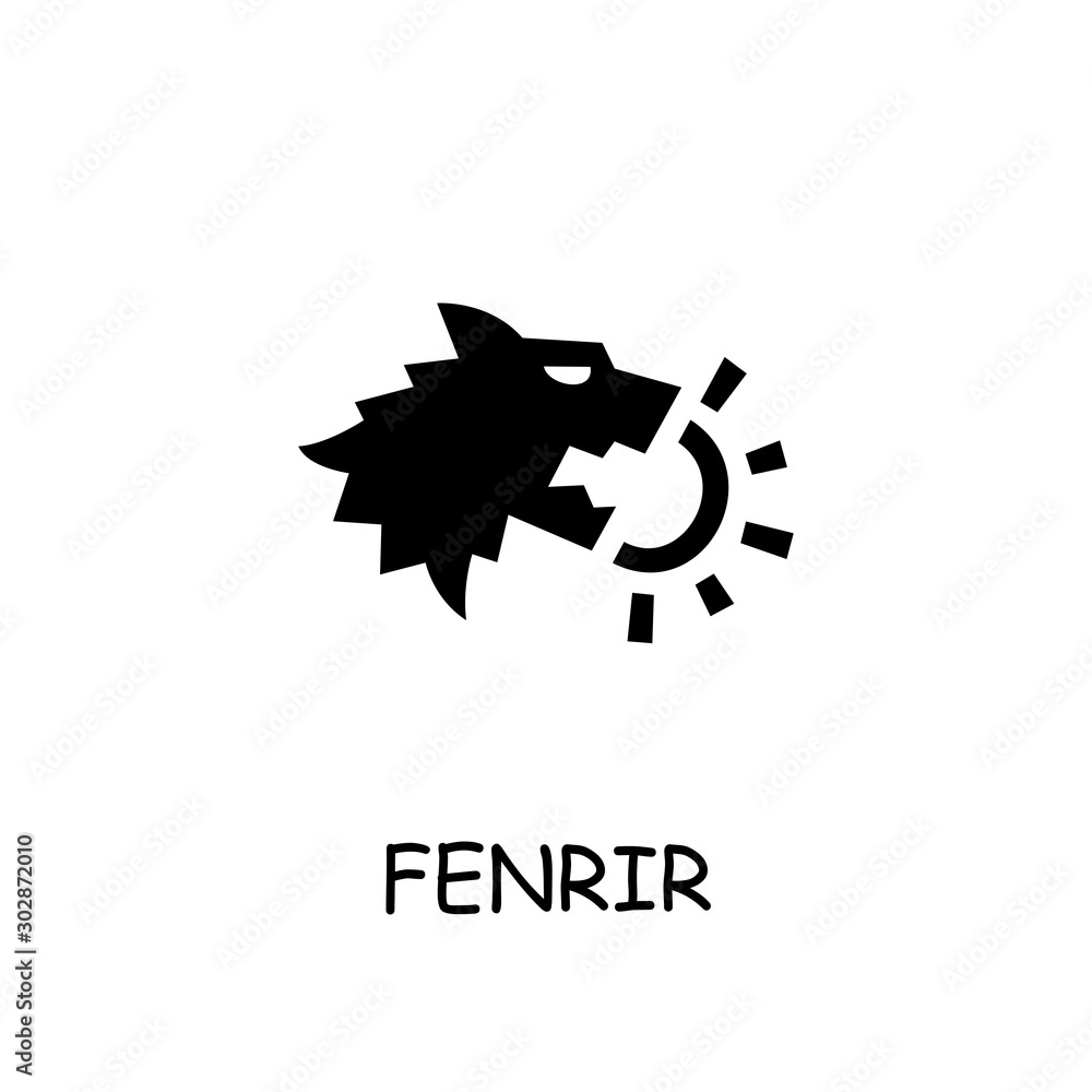 Fenrir flat vector icon Stock Vector | Adobe Stock