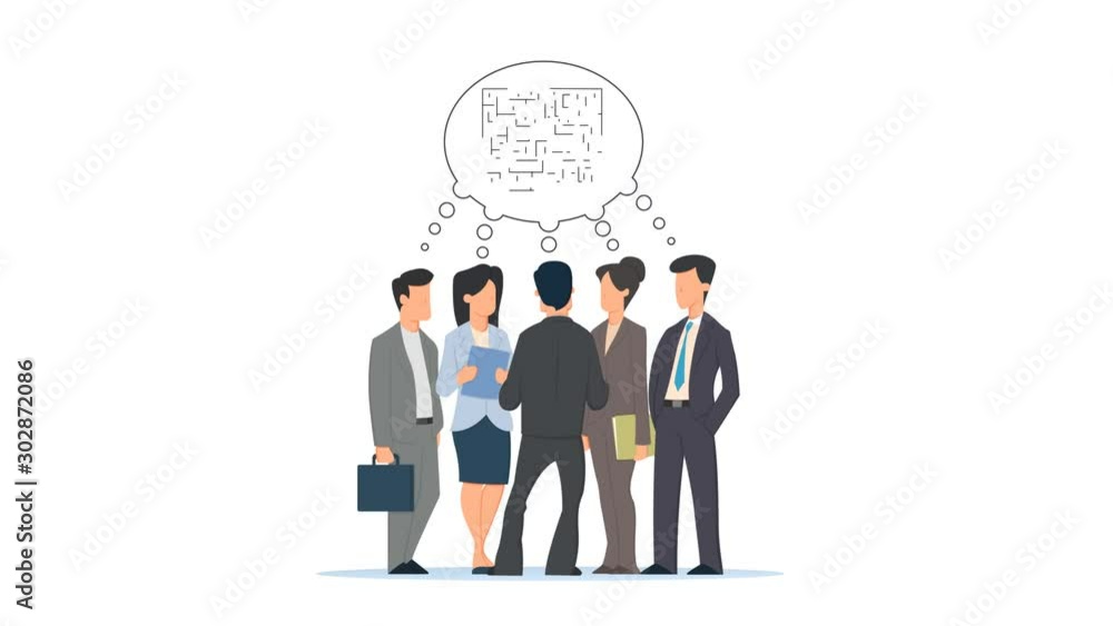 Brainstorming creative team animation 4K video. Discussion people ...