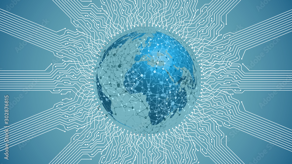 3D globe with electric circuit, vector illustration Stock Vector ...