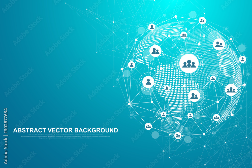 Networking connection concept abstract technology. Global network ...