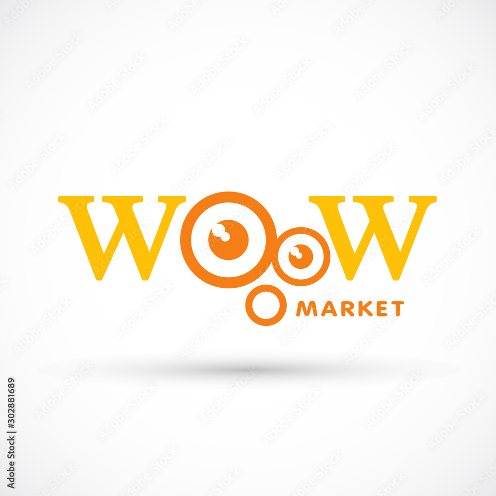 Wow logo market shop sign vector illustration Stock Vector | Adobe Stock