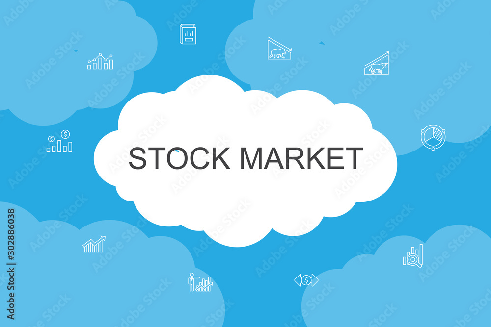 Stock market Infographic cloud design template.Broker, finance, graph ...