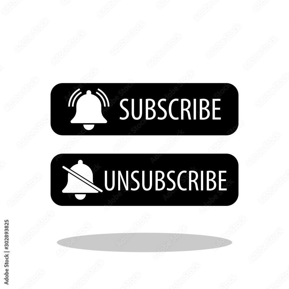 Subscribe / Unsubscribe button icon in flat style. Follow symbol for ...