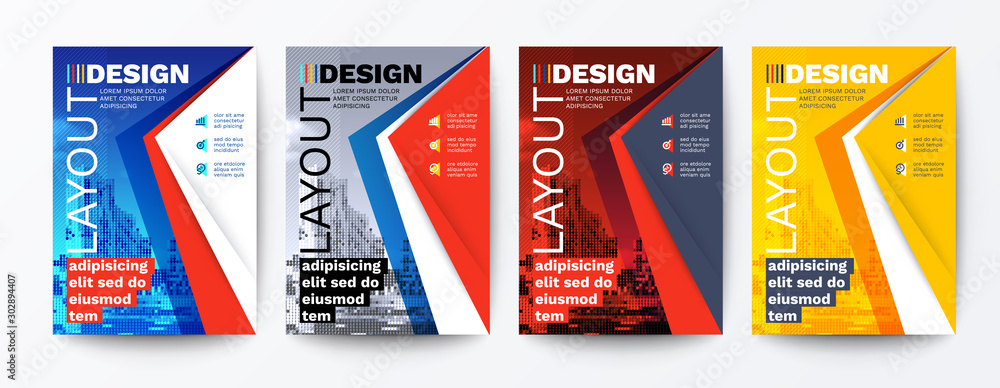 modern blue, red, yellow design template for poster flyer brochure ...