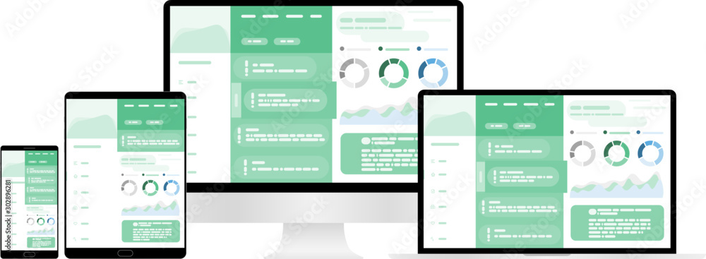 Web Design. Website template for monitor, laptop, tablet, phone ...