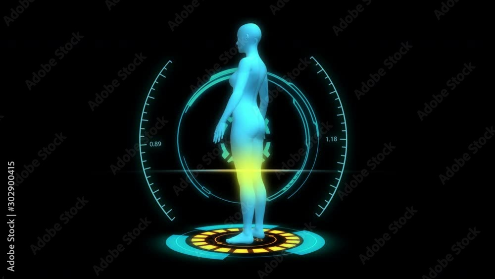 Female Human body scan hologram futuristic 3d animation video footage ...