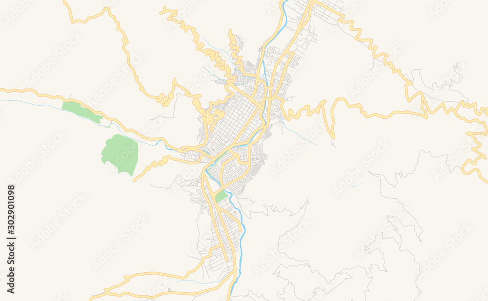 Printable street map of Huanuco, Peru Stock Vector | Adobe Stock