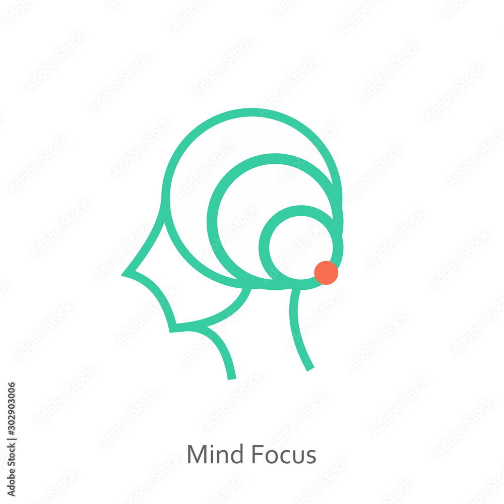 Vecteur Stock Mind focus icon concept with red point on forehead in the ...