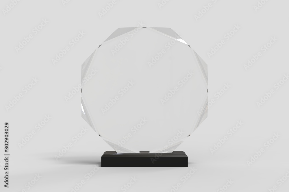 Blank Transparent Crystal Trophy for mock up. 3d render illustration ...