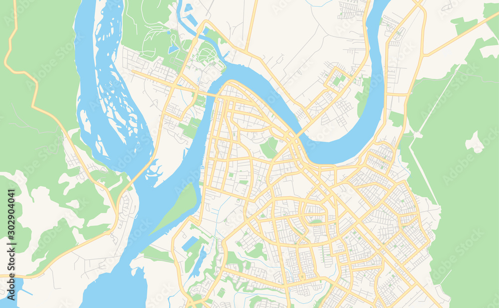 Printable street map of Valdivia, Chile Stock Vector | Adobe Stock