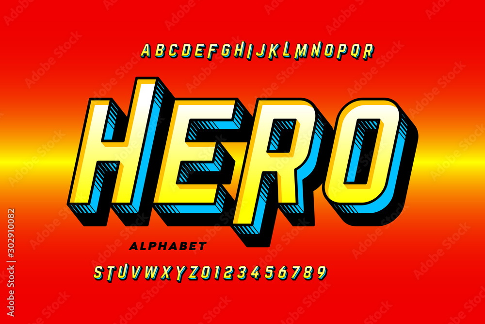 Comics style super hero font, alphabet letters and numbers Stock Vector ...