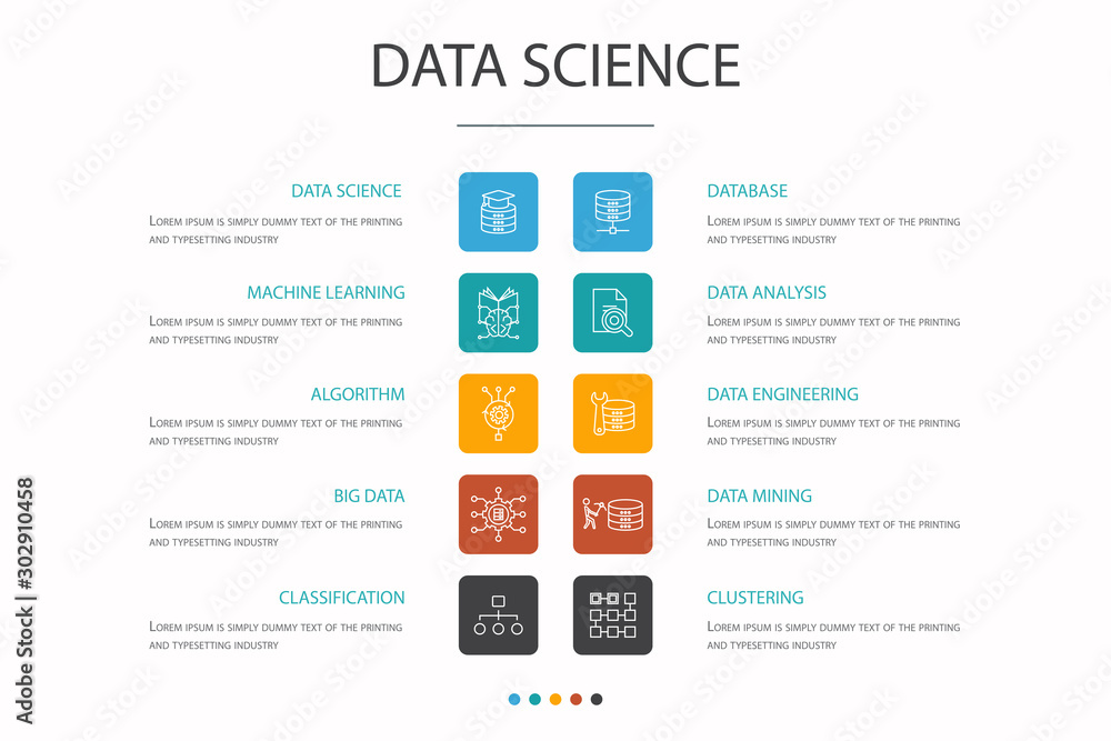 Data science Infographic 10 option concept. machine learning, Big Data ...