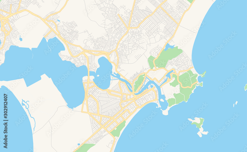Printable street map of Cabo Frio, Brazil Stock Vector | Adobe Stock