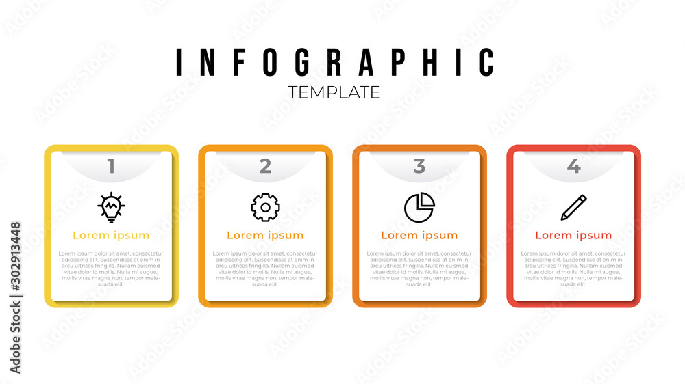 Infographic list template with 4 column points and icons Stock Vector ...