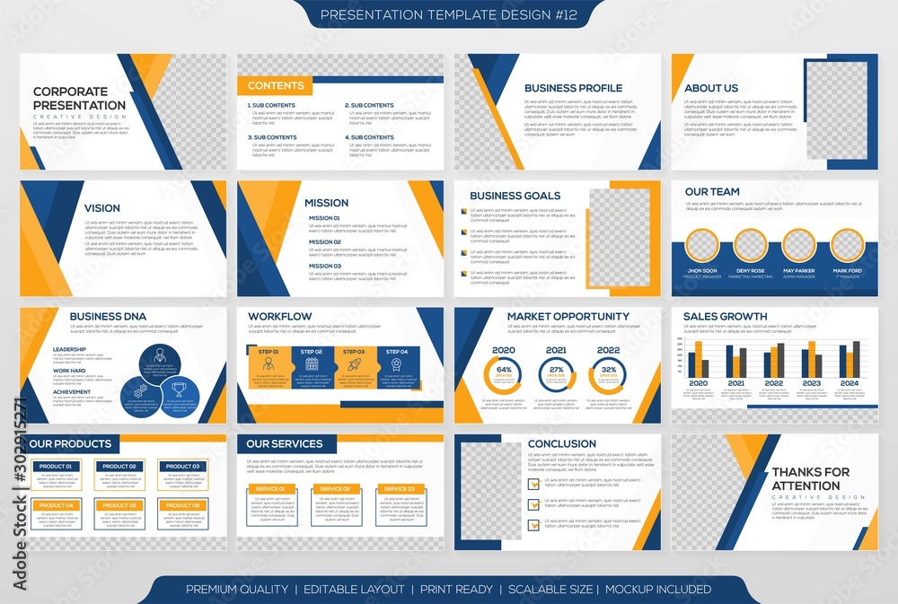 set of presentation template design with modern and minimalist layout ...