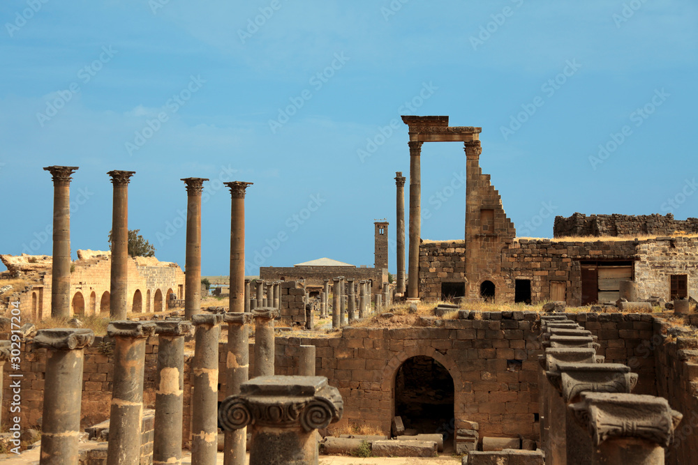 Theater at the Ancient City of Bosra, UNESCO World Heritage. and ruins ...
