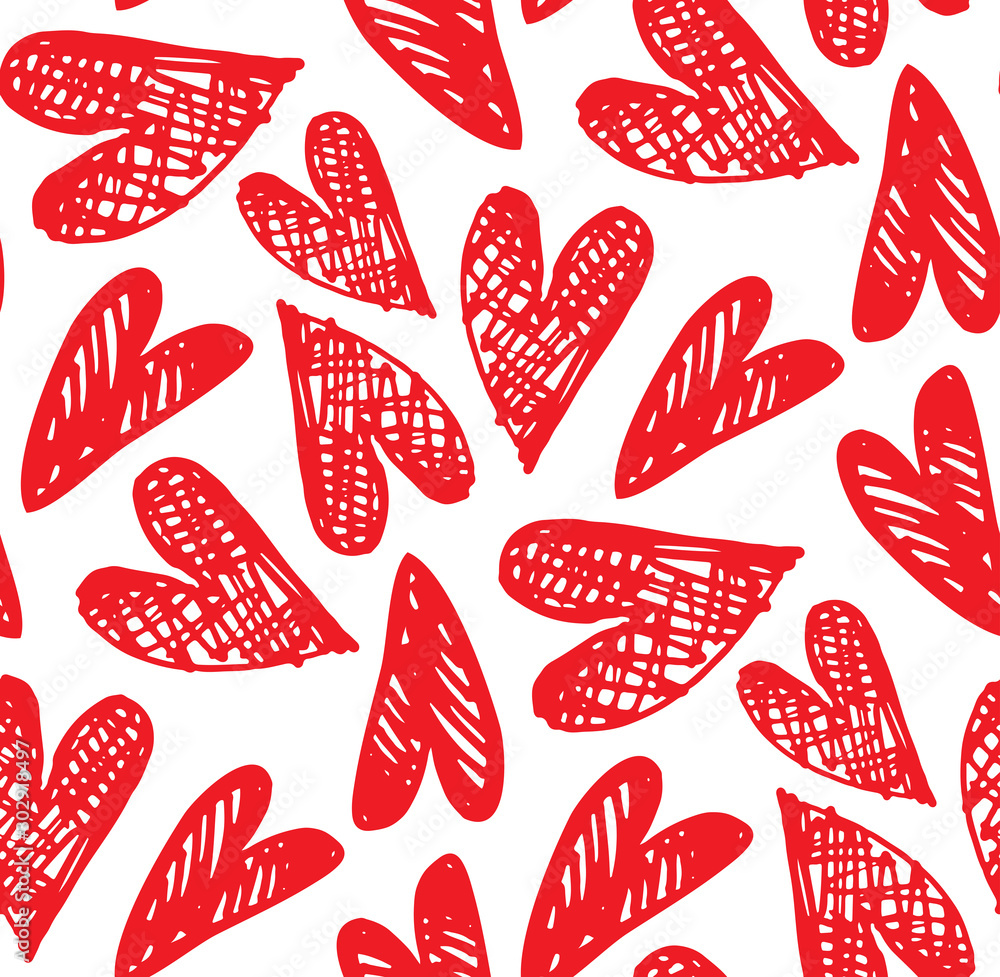 Cute hand drawn doodle pattern background with heart Stock Vector ...