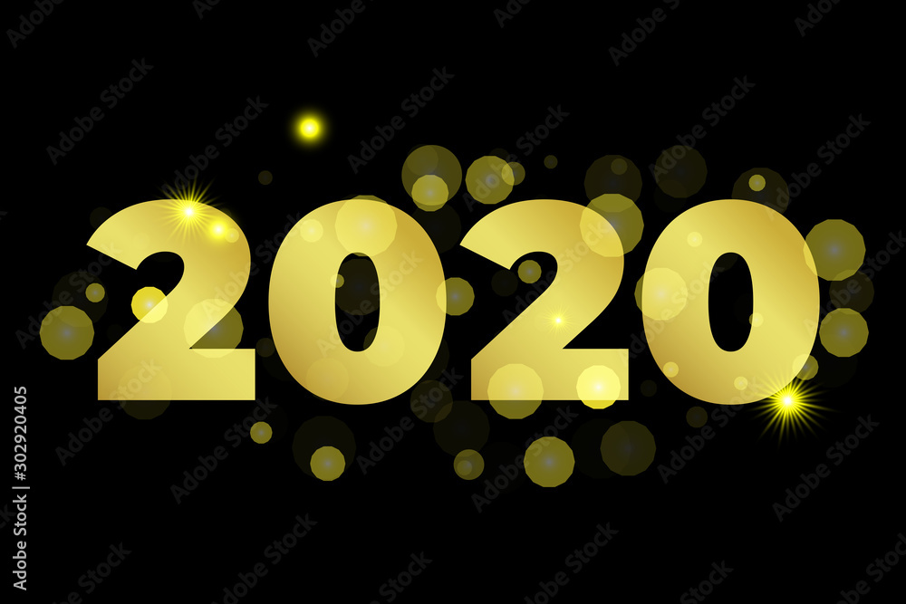 Happy New 2020 Shining background with gold glitter. Vector ...