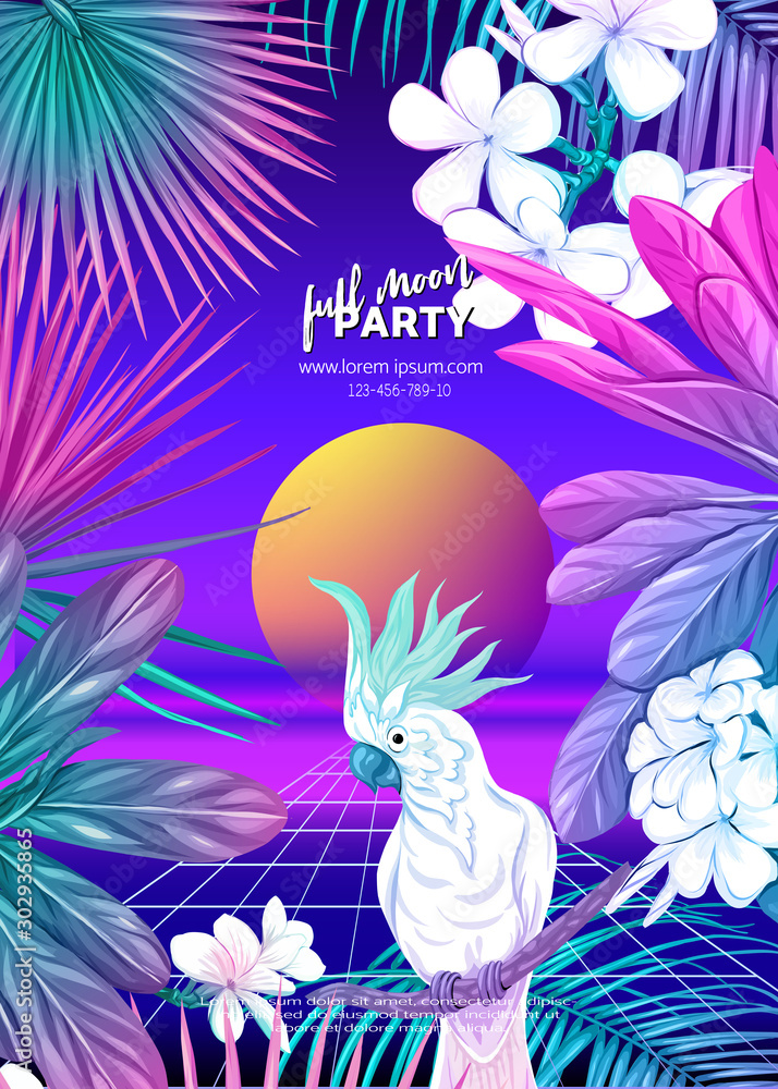 ..Retro Futurism. Vector futuristic synth wave illustration. Rave party ...
