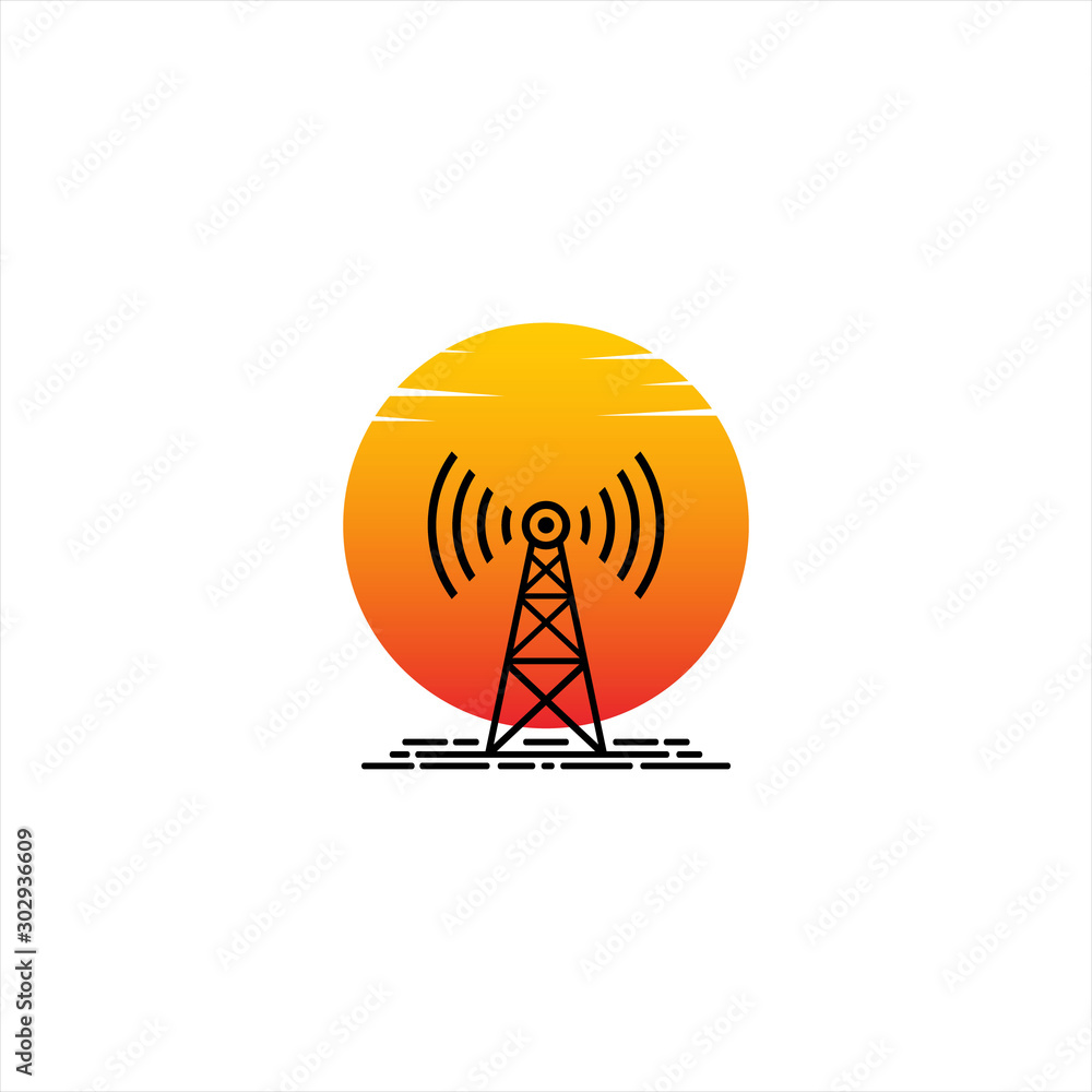Tower signal icon template color editable. Radio antenna. Broadcasting ...
