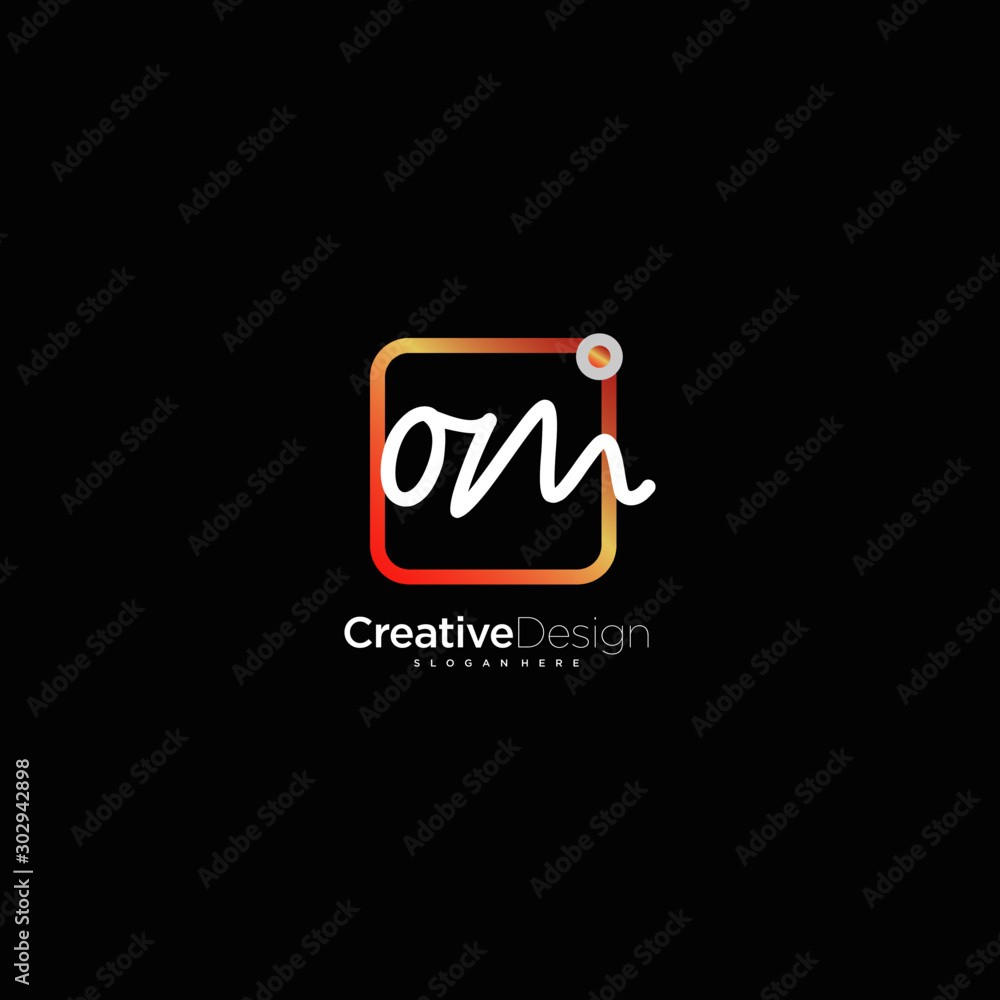 OM Signature letter Logo Template Vector Stock Vector | Adobe Stock