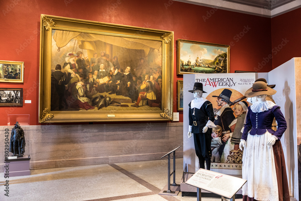 artefacts in historic museum for the pilgrims landing in Plymouth with ...