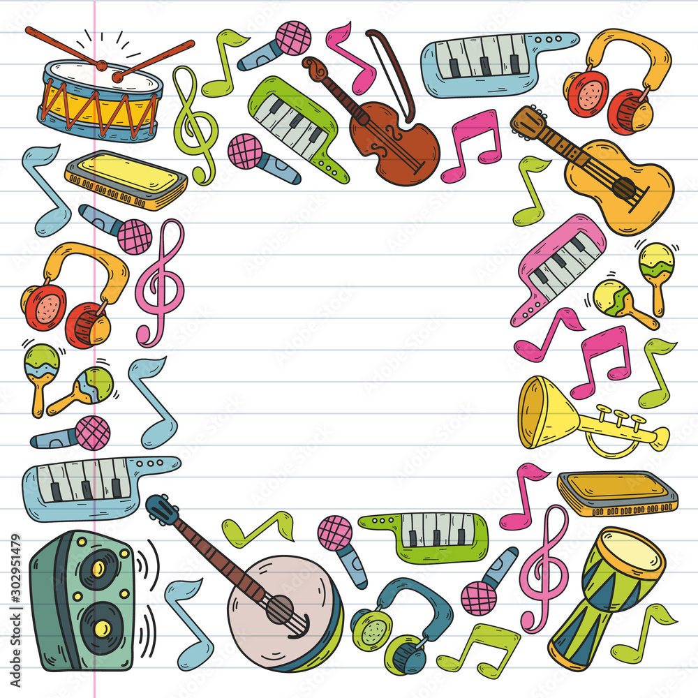 Music - doodles collection. Vector. musical instruments Stock Vector ...