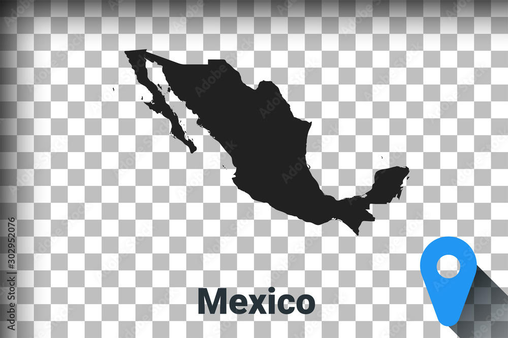 Map of Mexico, black map on a transparent background. alpha channel ...