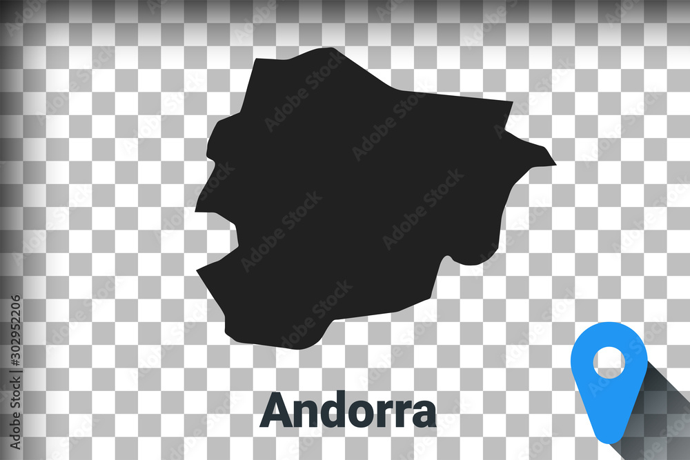 Map of Andorra, black map on a transparent background. alpha channel ...