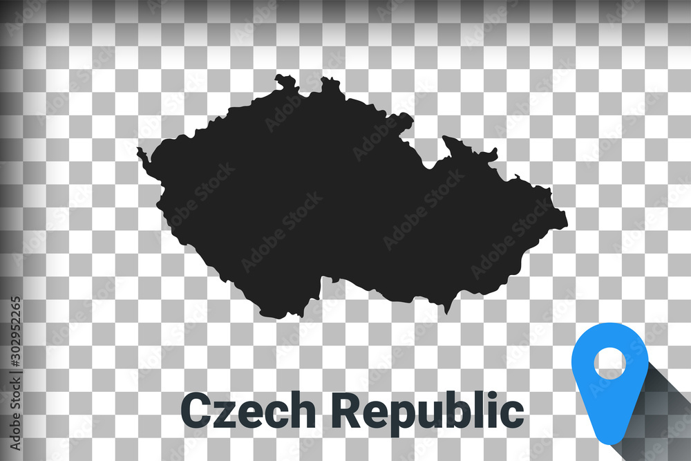 Map of Czech Republic, black map on a transparent background. alpha ...