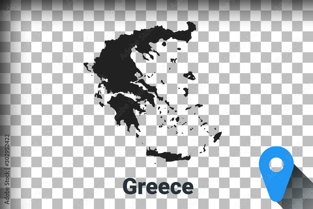 Map of Greece, black map on a transparent background. alpha channel ...