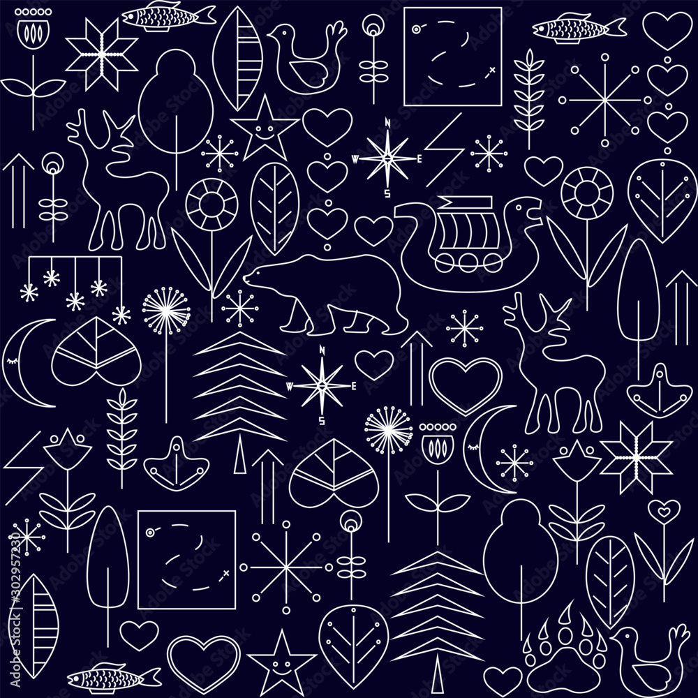 nordic pattern, scandinavian design, christmas patterns ,wild flowers ...