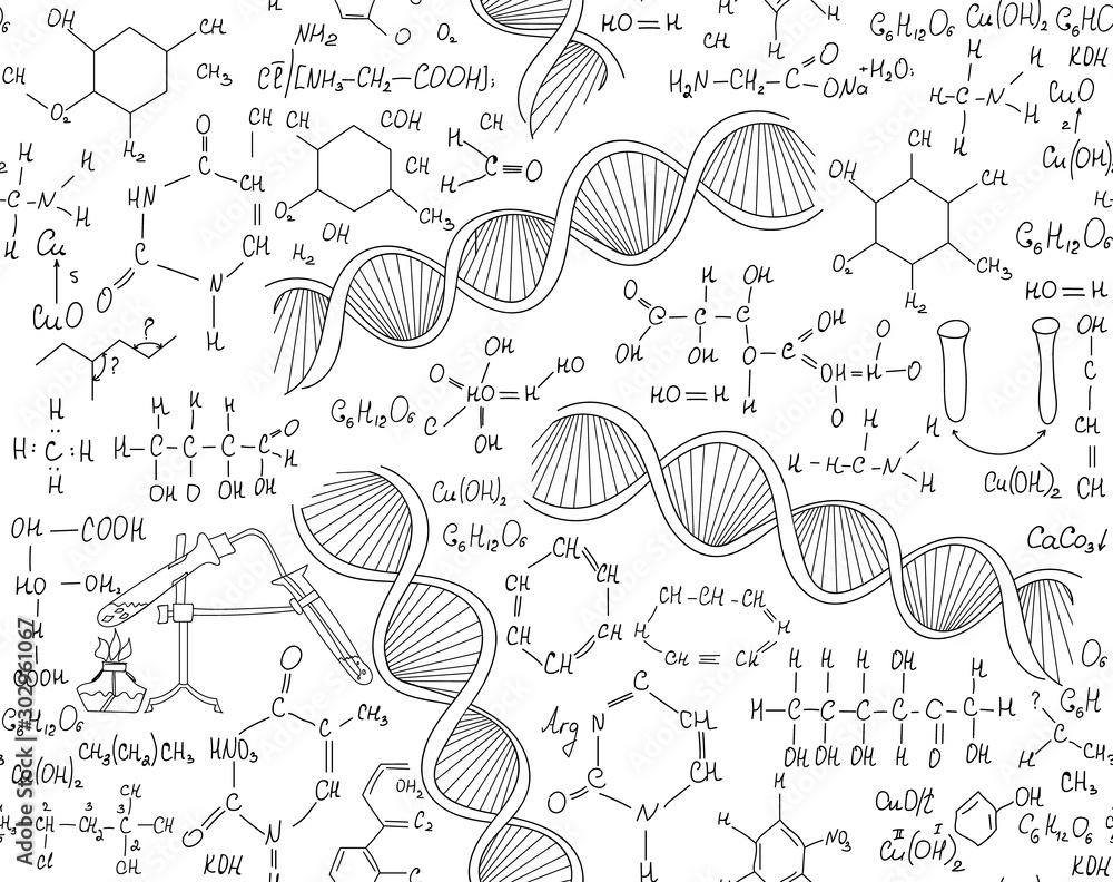 Chemistry vector seamless endless texture with handwritten chemistry ...