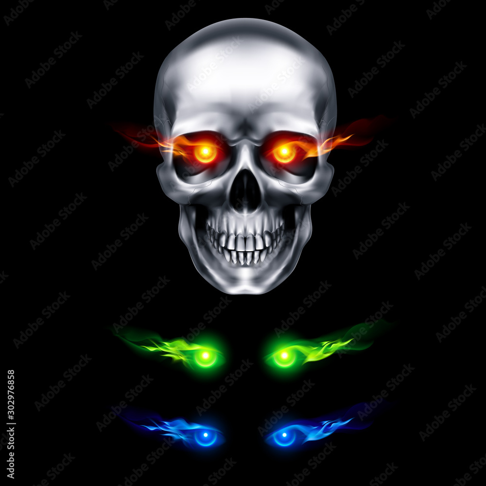 Green Flaming Skull Wallpaper