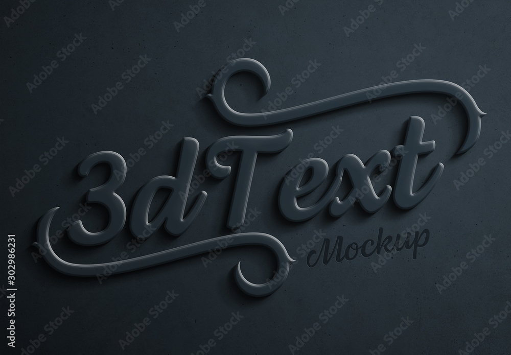 Navy 3D Text Effect Mockup Stock Template | Adobe Stock