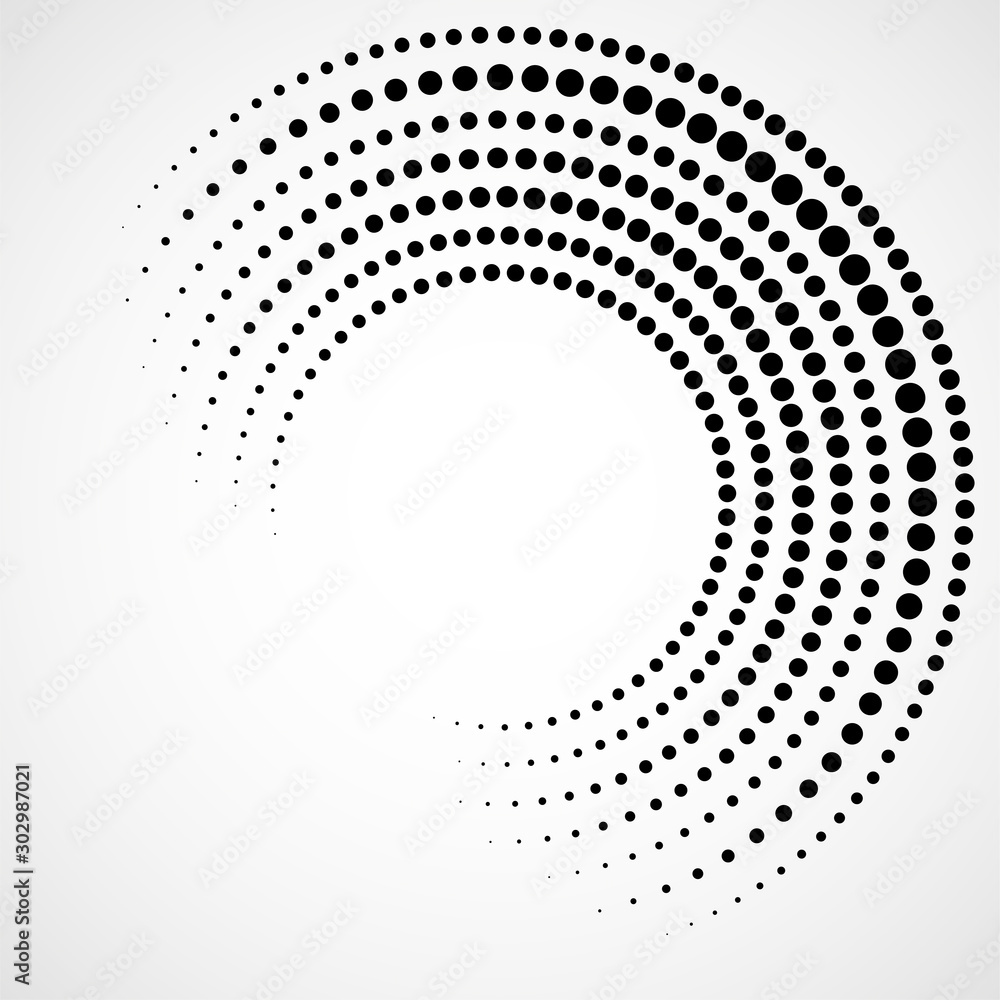 Halftone dotted background in circle form. Circle dots isolated on the ...