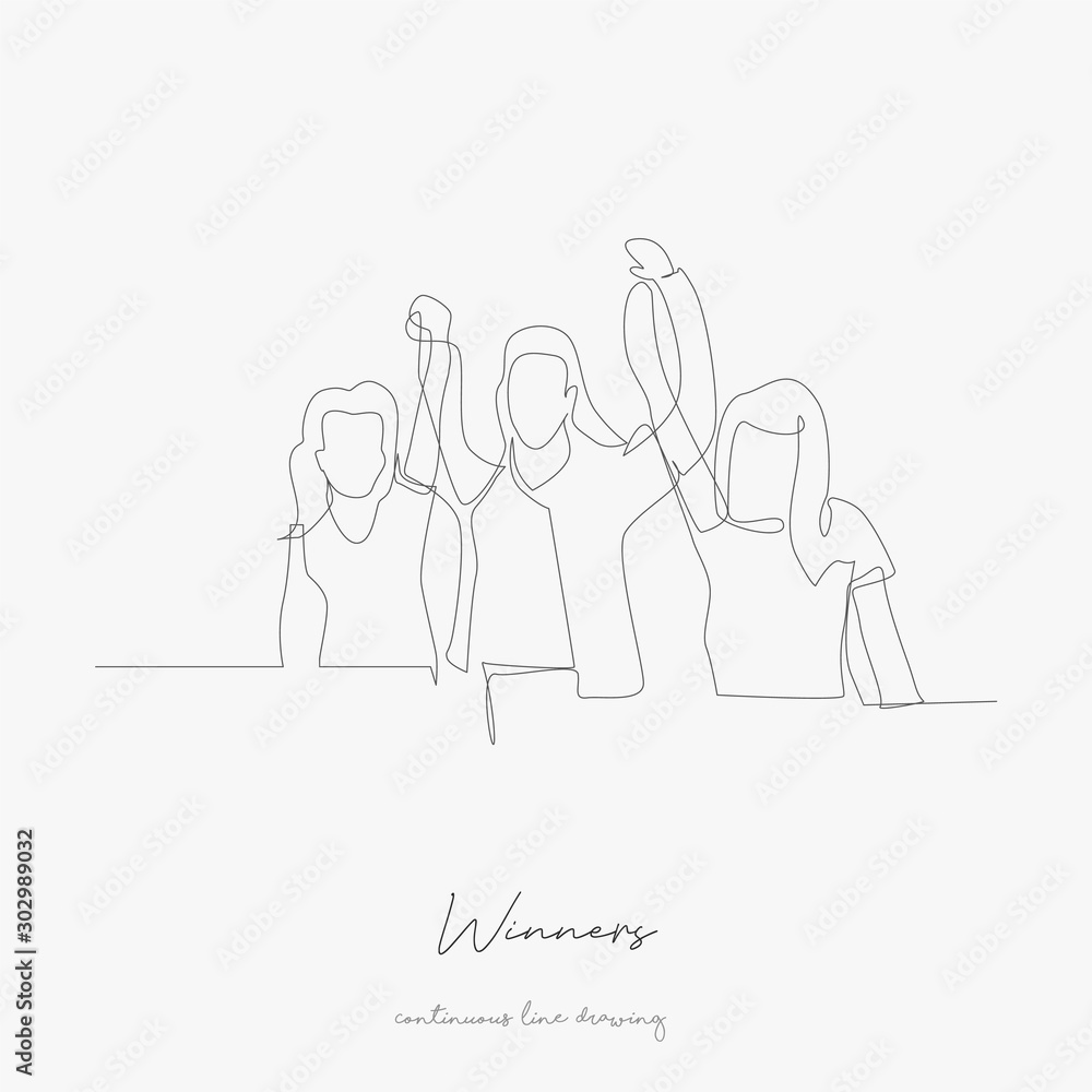 continuous line drawing. winners. simple vector illustration. winners ...