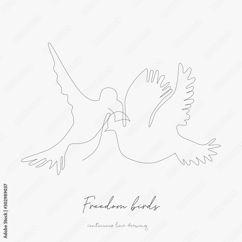 continuous line drawing. freedom birds. simple vector illustration ...