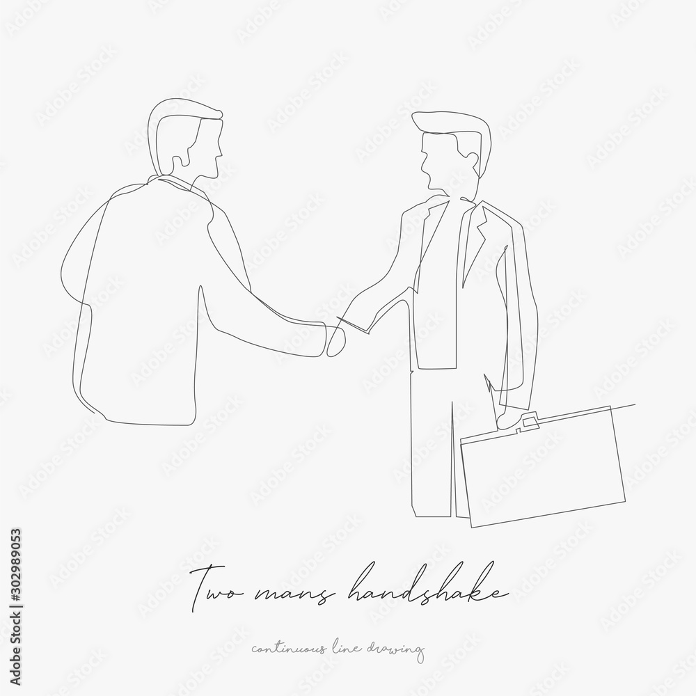 continuous line drawing. two mans handshake. simple vector illustration ...