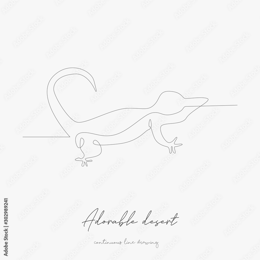 continuous line drawing. adorable desert lizard. simple vector ...