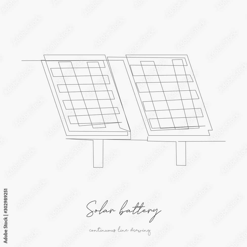 continuous line drawing. solar battery. simple vector illustration ...