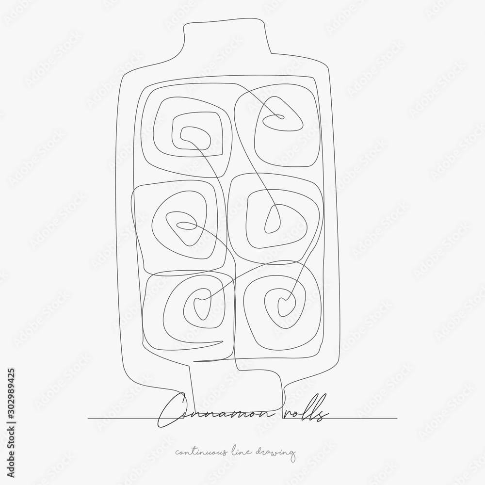 continuous line drawing. cinnamon rolls. simple vector illustration ...