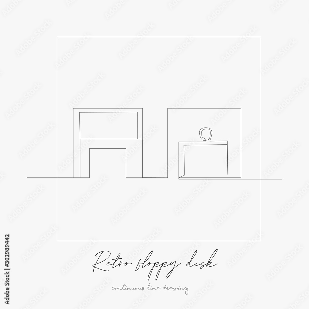 continuous line drawing. retro floppy disk. simple vector illustration ...
