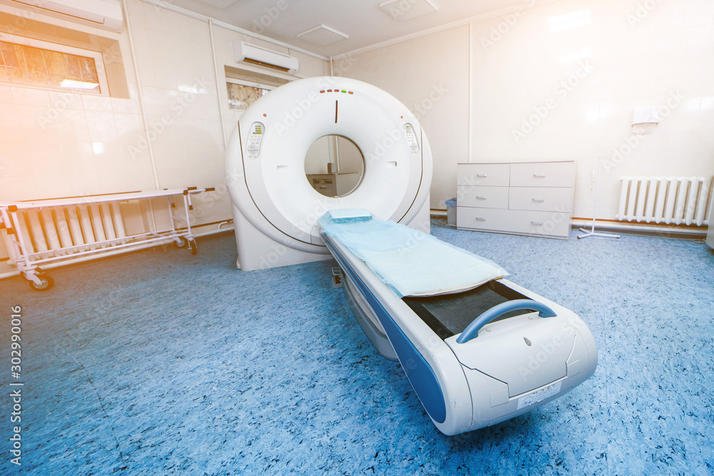 Modern room with multi detector spiral CT Scanner ( Computed Tomography ...